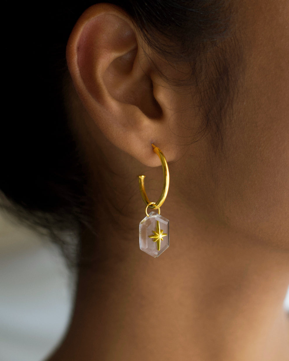 Polaris Hoop Clear Quartz Sterling Silver – Era Stories