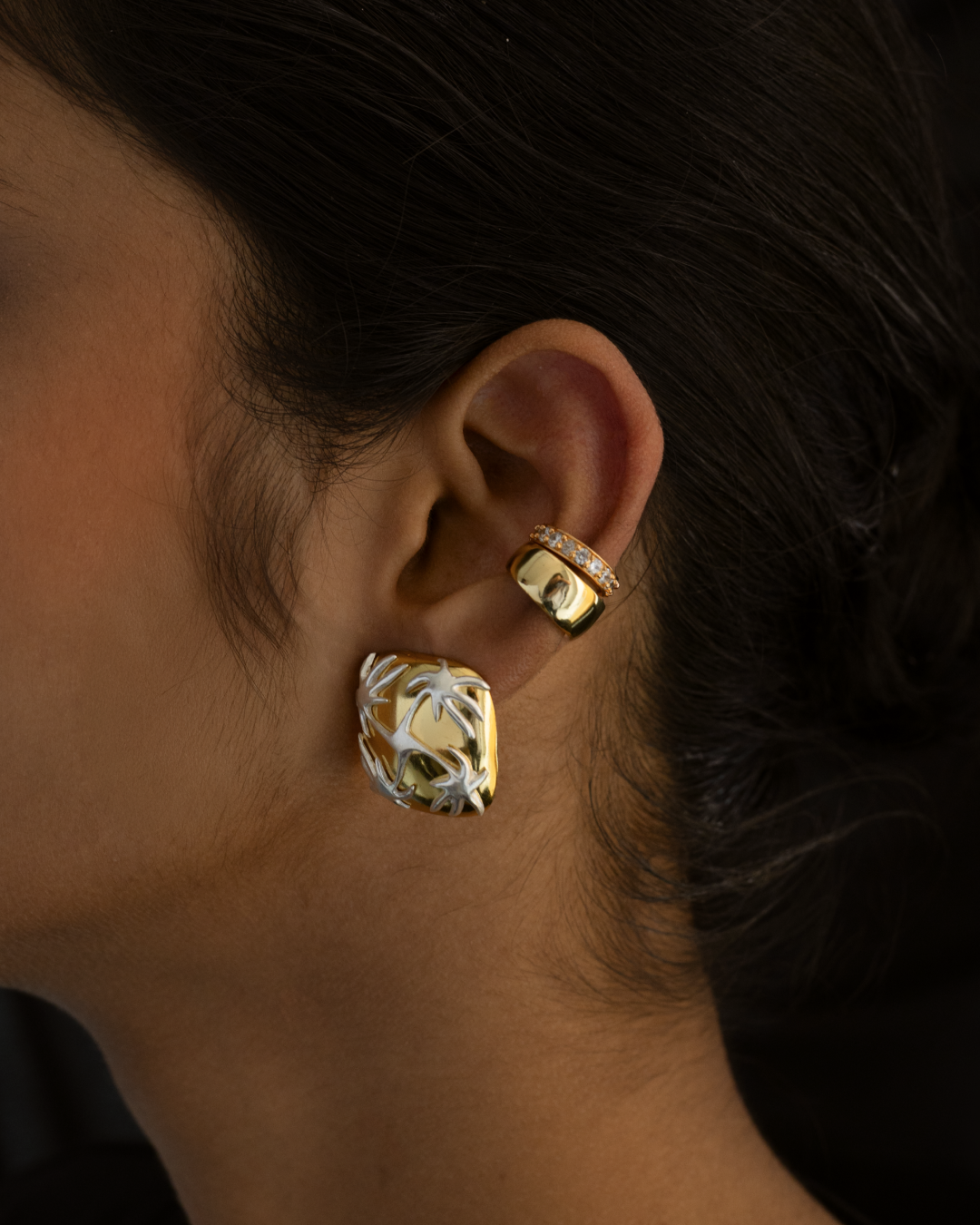Palm Forest Stud + Pebble Ear Cuff + Frozen Tide Ear Cuff – Era Stories